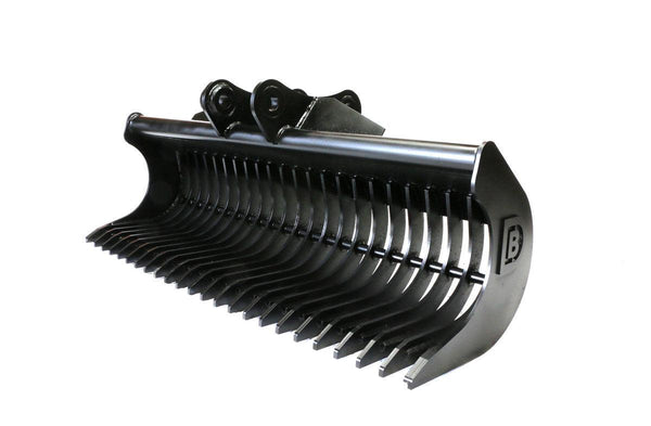 BOBCAT E60 60" / 1500mm General Purpose Rake Bucket, 50mm gaps, 4.0 to ...